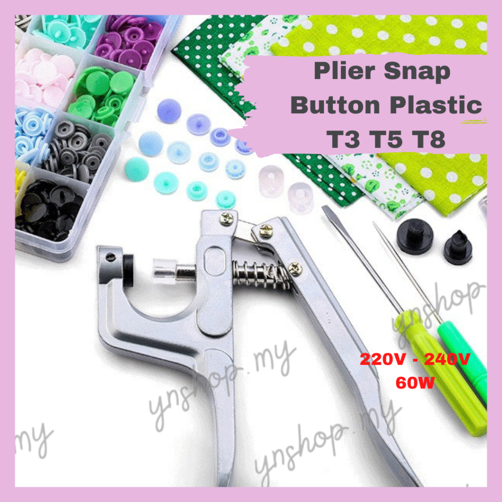 Snap button plier T3 T5 T8 size 10mm 12.5mm 14mm 1set/ plier plastic snap button/ plier snap ...