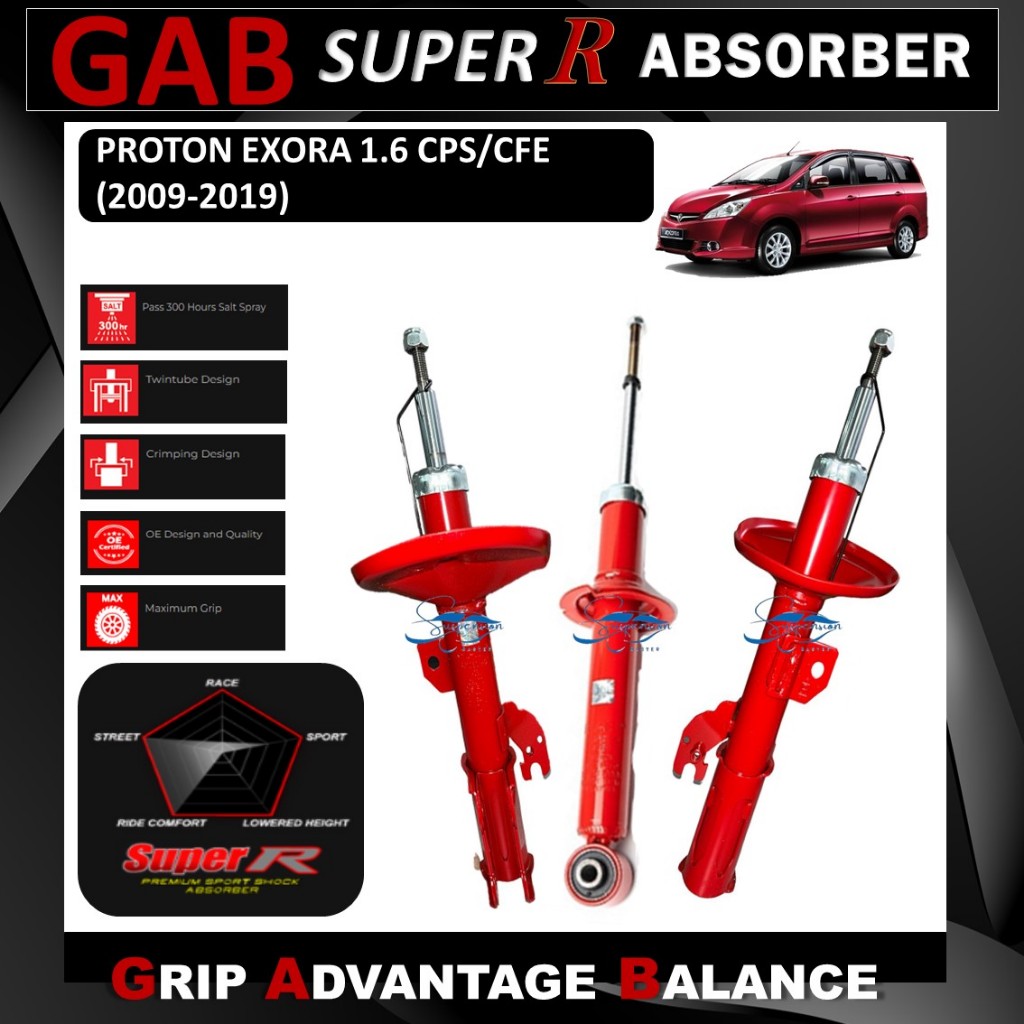 ORIGINAL SET GAB SUPER R FRONT ABSORBER / REAR ABSORBER - PROTON EXORA ...