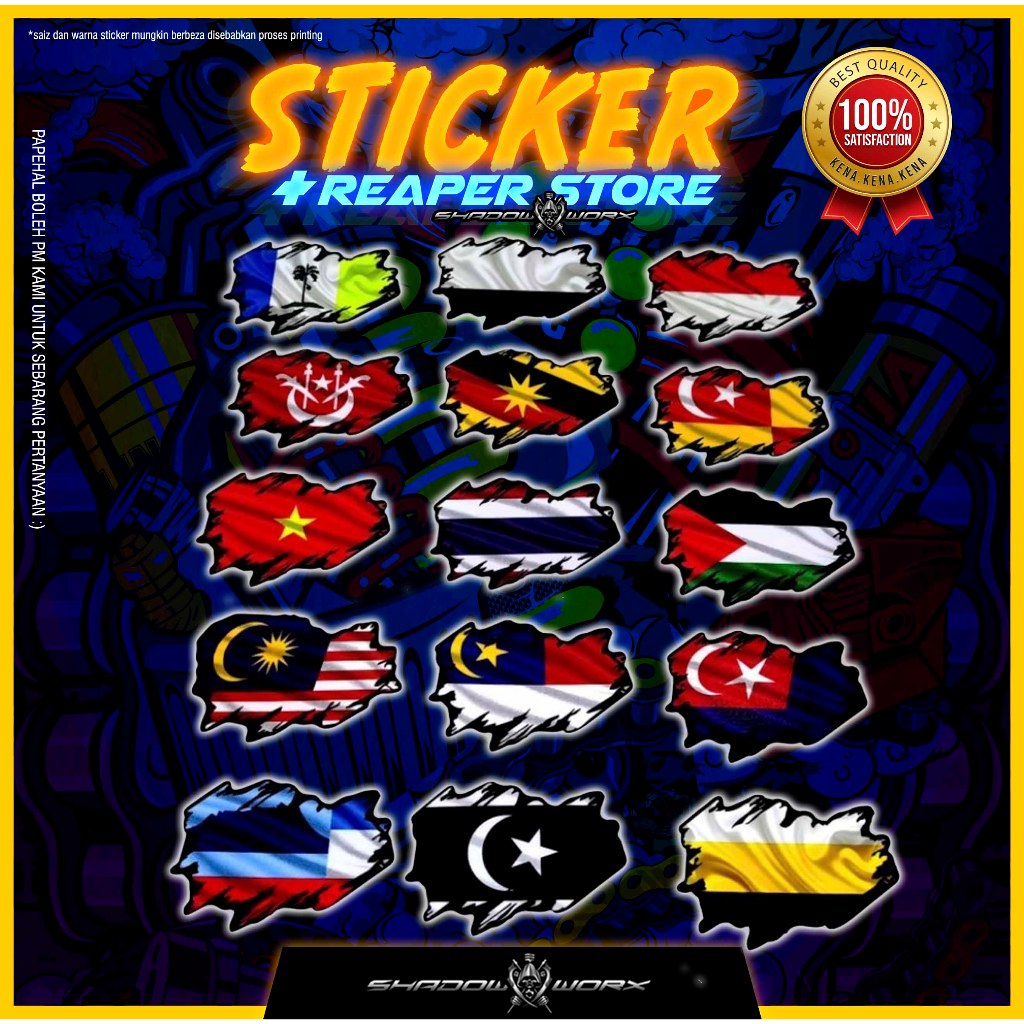 Flag bendera sticker MALAYSIA SELANGOR KELANTAN MELAKA JOHOR VIETNAM ...