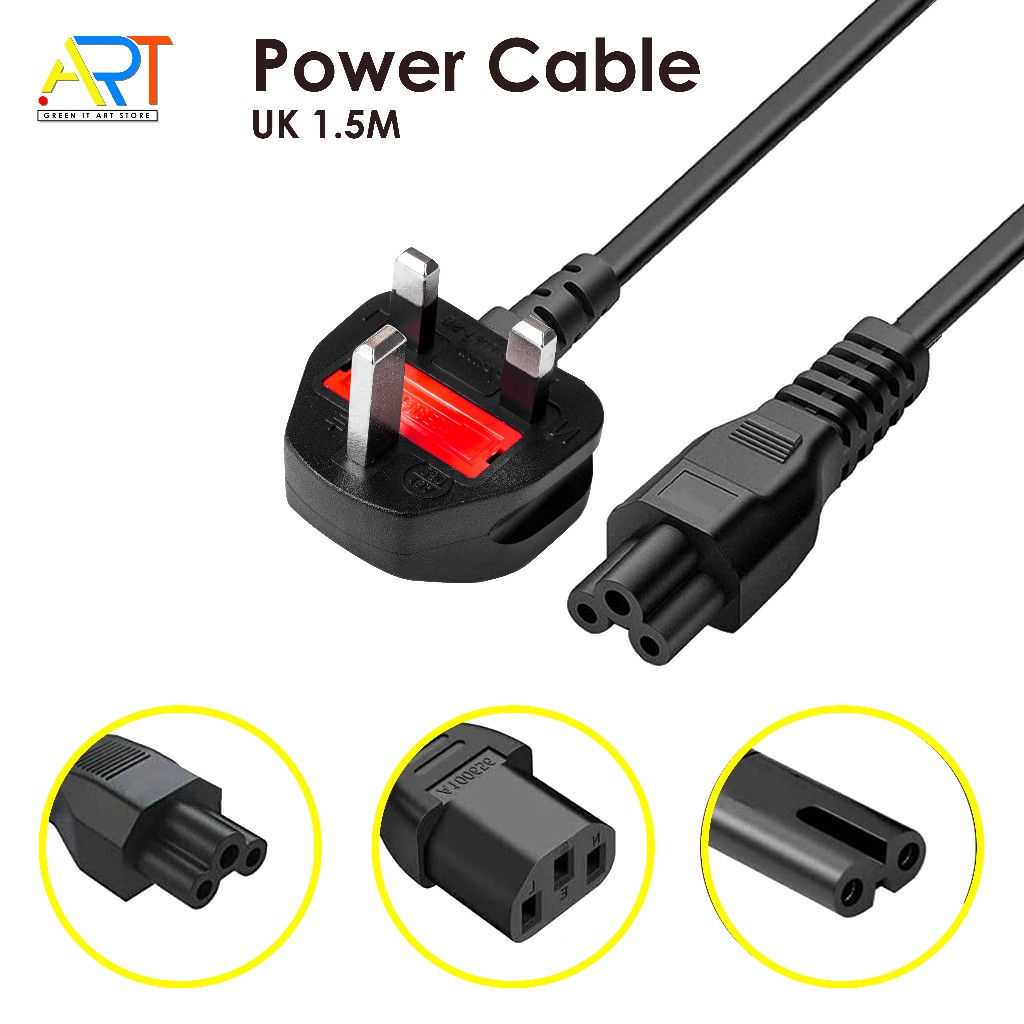 3 Pin Power Cord For Laptop With Fuse POWER CABLE 3 PIN / 2 PIN / C13 ...