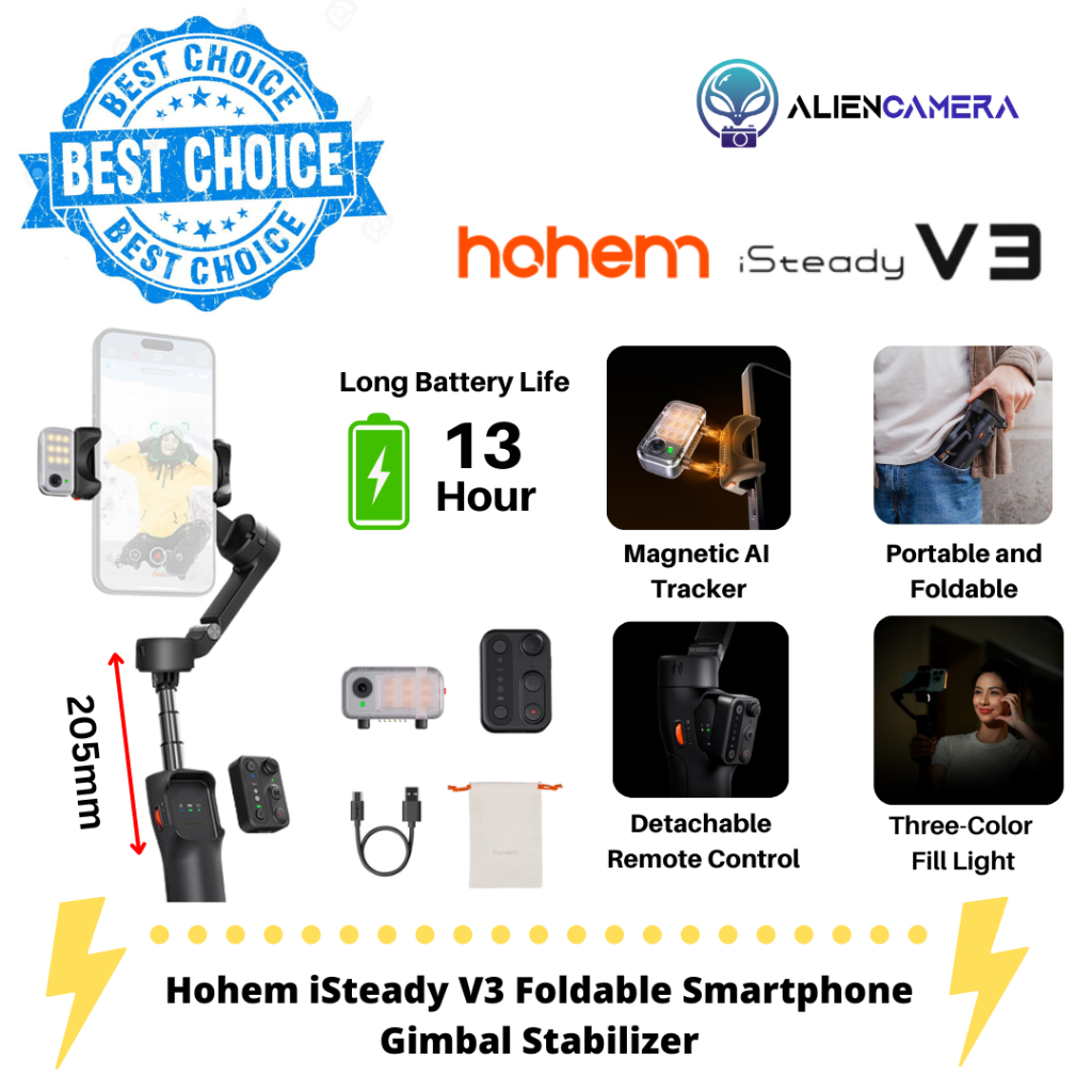 Hohem iSteady V3 Foldable 3 Axis Smartphone Ai Gimbal Stabilizer for ...