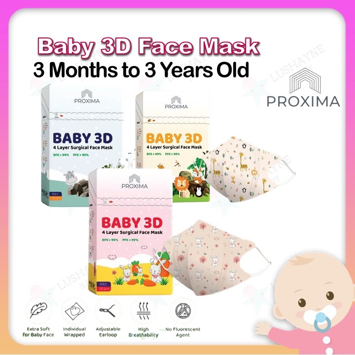 PROXIMA Baby 3D 4 Layer Surgical Face Mask Individual Pack 20s For Baby ...