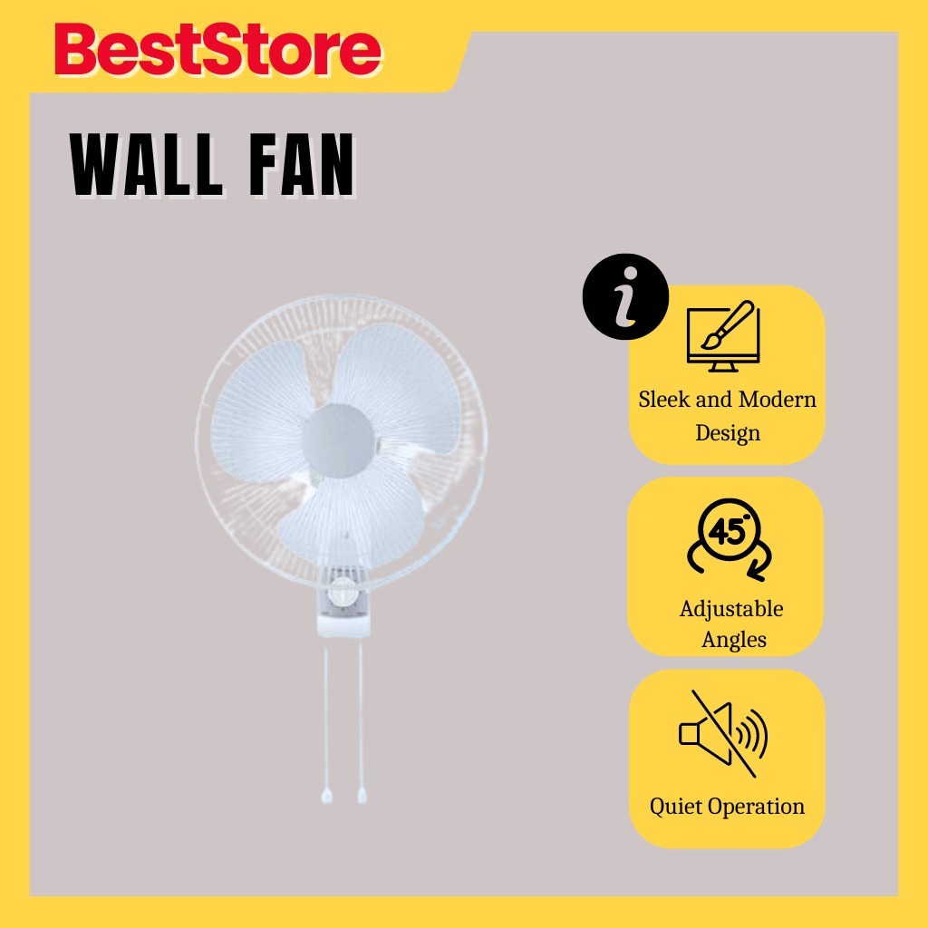 (SIRIM APPROVED) 16" Wall Fan With Pully Chain 3 Speed Control FULL ...