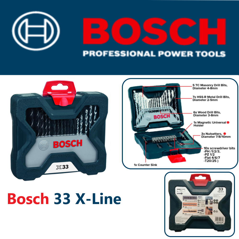 Bosch 2607017398 X-Line 33 pcs Accessory Set Drill Bit Screwdriver set ...