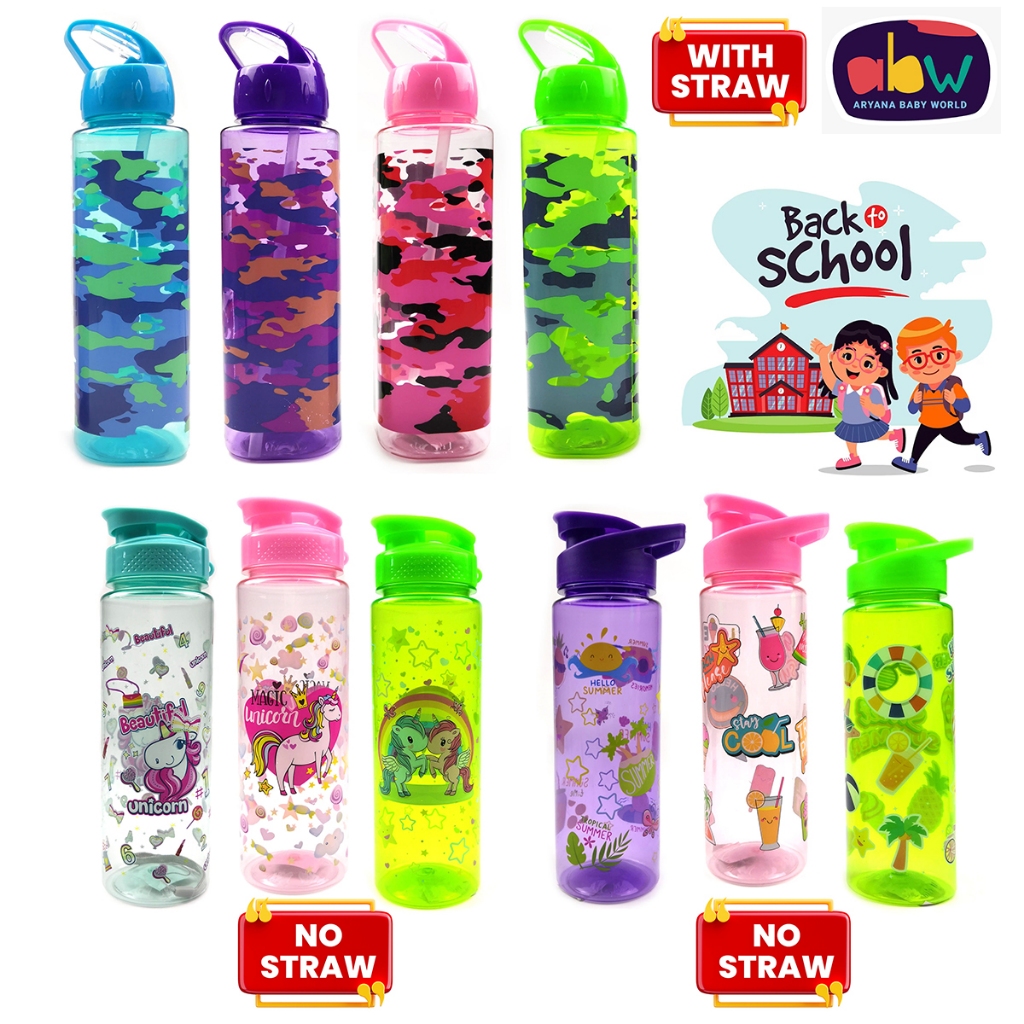 BOTOL AIR Kids Soft PP Water Bottle Plastic Flip Top Lid (Random ...