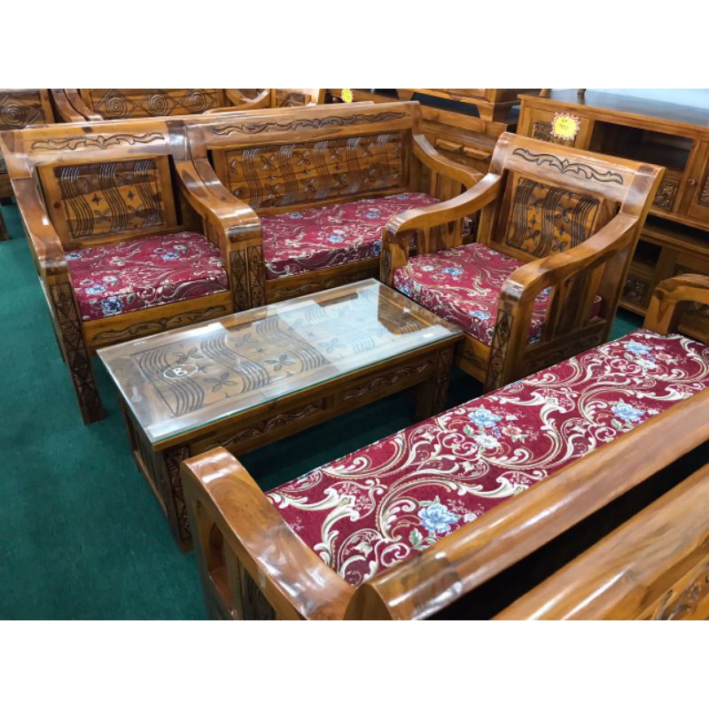 SET KERUSI KAYU JATI 3+2+1+1+1TABLE ORIGINAL INDONESIA | Shopee Malaysia