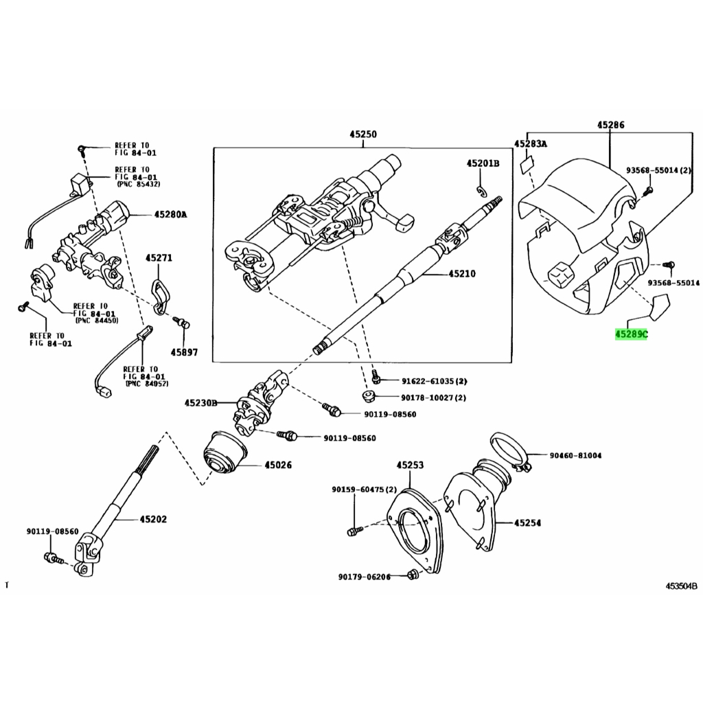 GENUINE TOYOTA HARRIER ACU30 MCU30 STEERING COLUMN LOWER COVER 45289 ...