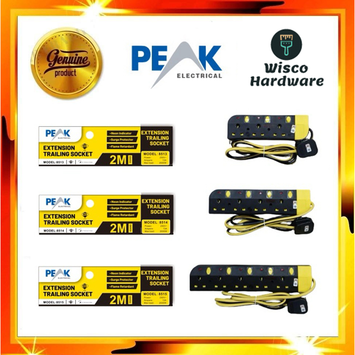 Sirim Peak Surge Protector 3 Pin Plug Trailing Socket Extension Plug Socket With Neon 2 3 4 5