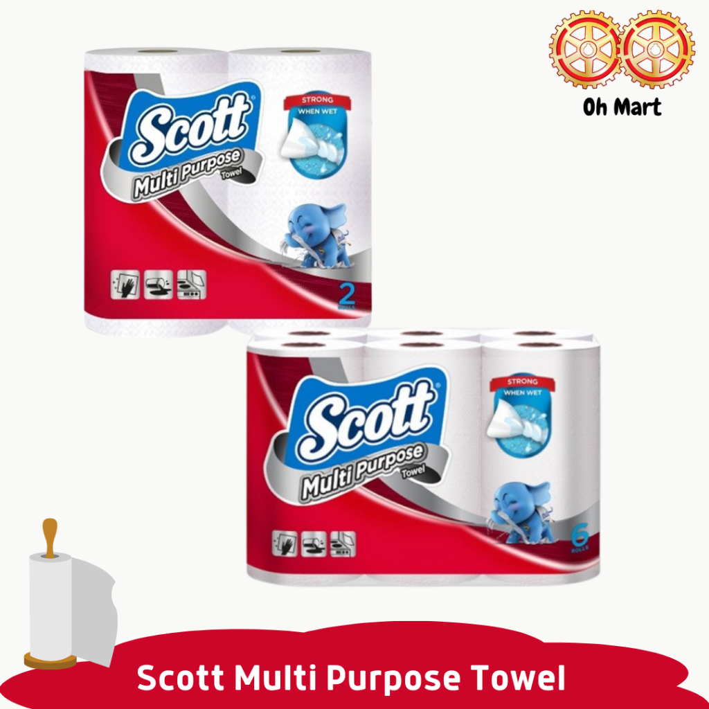 Scott Multi Purpose /Calorie Absorb Kitchen Towel 2/6 Rolls | Shopee ...