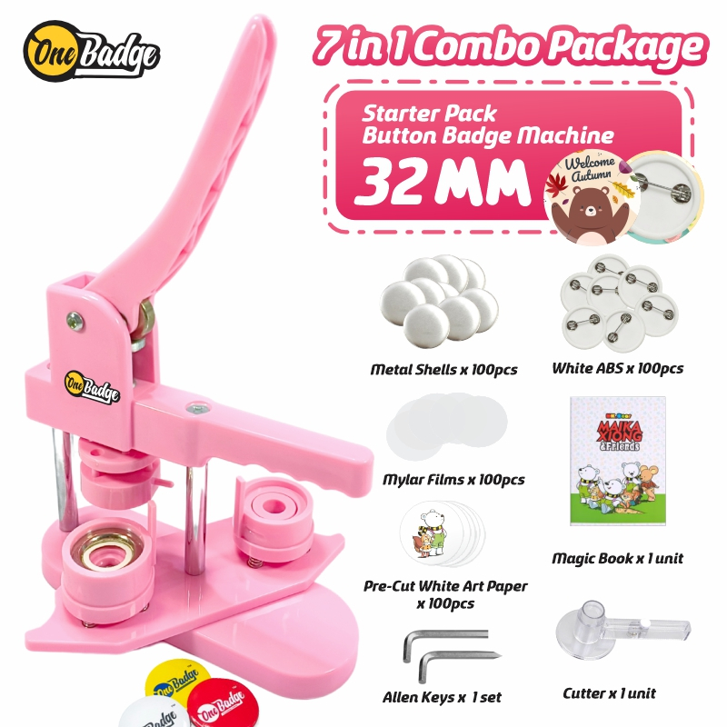 32mm Maika Pink Button Badge Machine Package for Business Start-Up ...