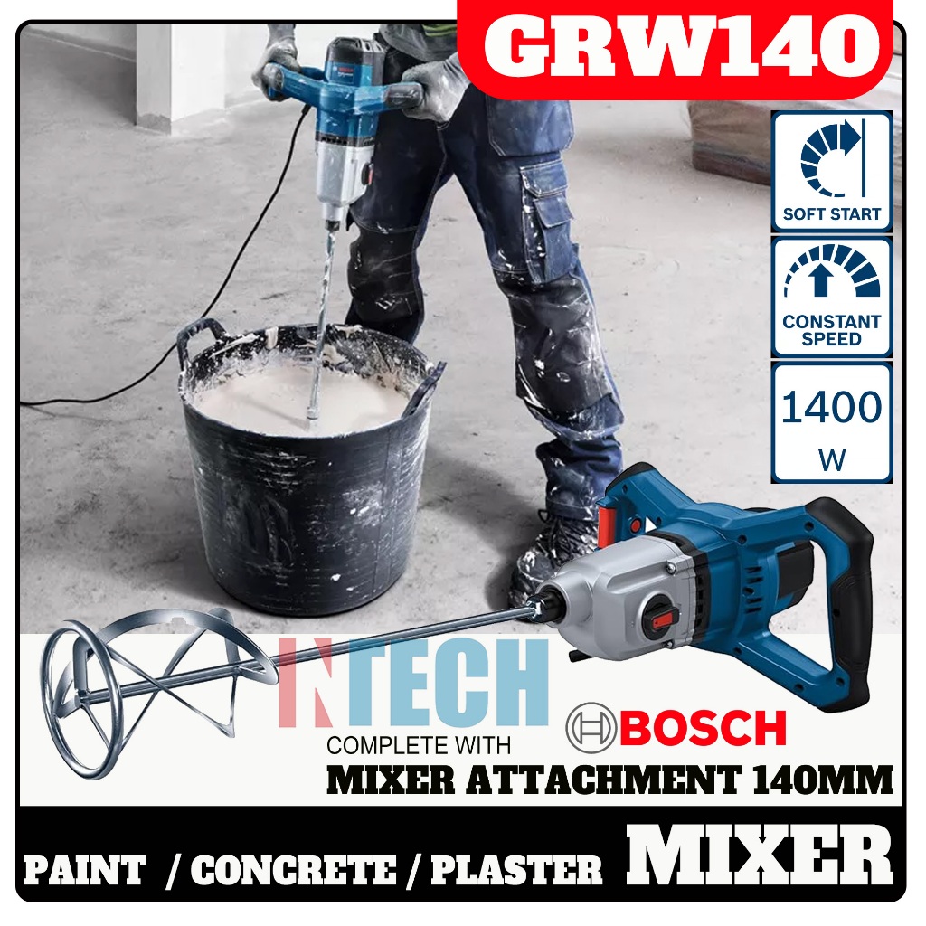 BOSCH CORDED STIRRER / MIXER DRILL FOR PAINT, CEMENT, PLASTER - GRW140 ...