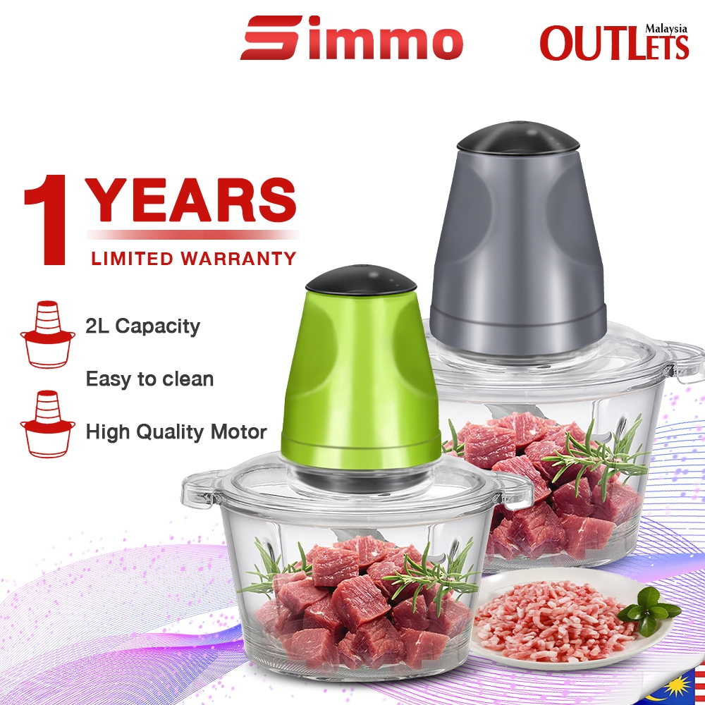 Simmo Chopper Blender Electric Meat Grinder Stainless Steel Food Processor Large Capacity ...