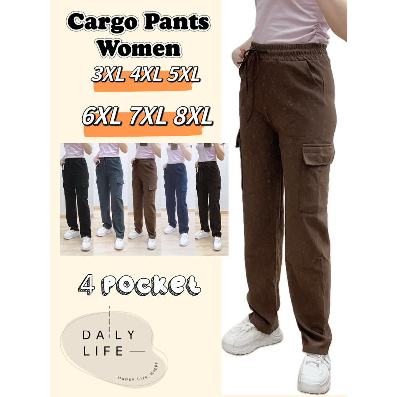 #958 Women Cargo Pants Seluar Kargo Slack Bertali Seluar Kargo Pocket ...