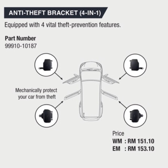 [Original Perodua] Anti Theft Bracket Bezza | Shopee Malaysia