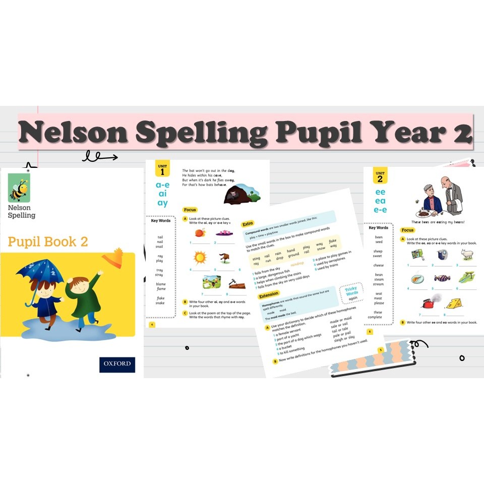 [P424] 68 pages Nelson Spelling Pupil Book 2 Year 2 Workbook Worksheet ...