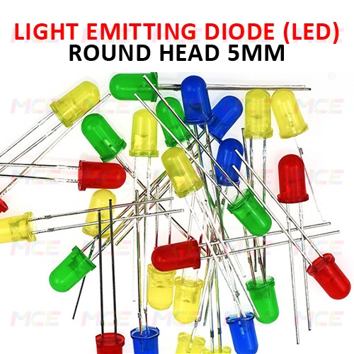 5mm Round Head LED Light Emitting Diode Through Hole Red Emarald Green ...