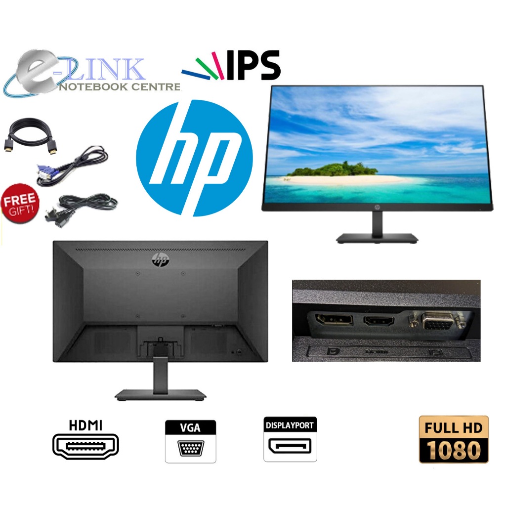 (GRADE A BORDERLESS IPS HDMI MONITOR) HP P244 23.8 inch LED Backlit Monitor / VGA / Display Port ...