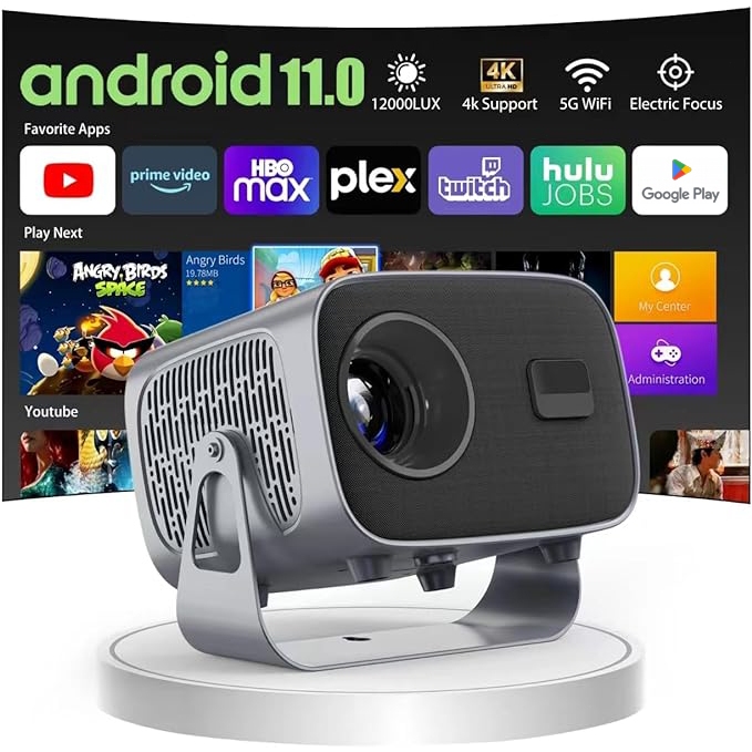 4K Projector 360° Flip Smart Projector Android 11 For Phone&Tablet ...