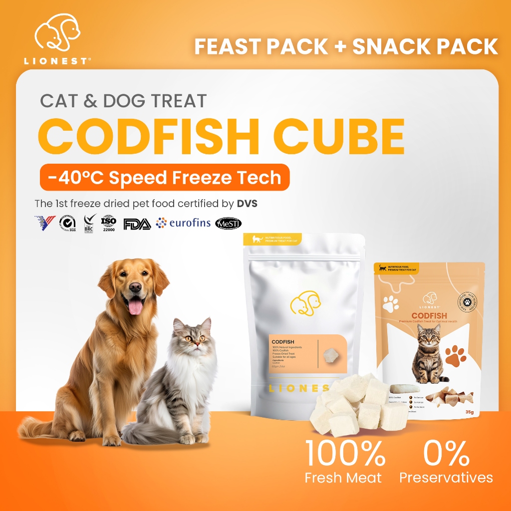 【Limited Promo】LIONEST PETS Codfish Cube (Feast Pack 60g) Premium ...