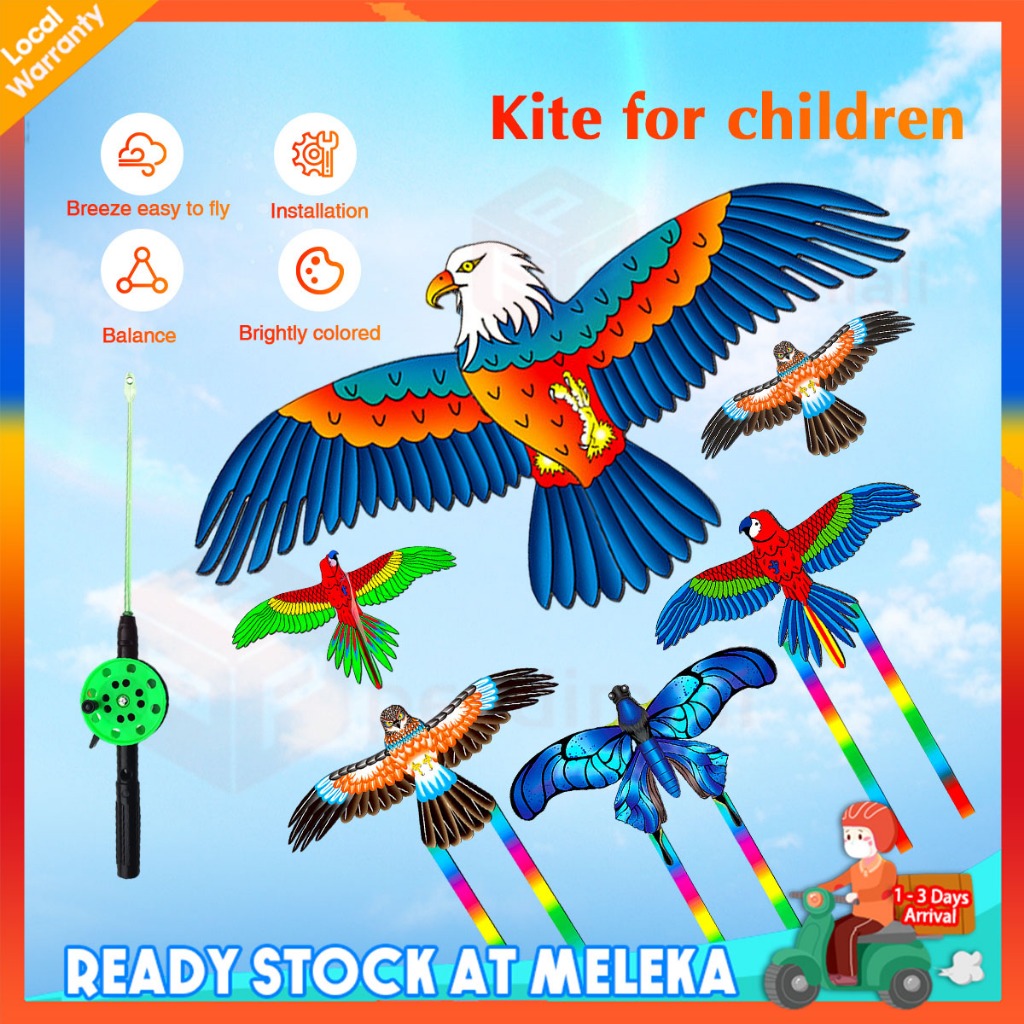 Children Kids Flying Kite Toy Outdoor Sport Cartoon Parrot Magpies ...