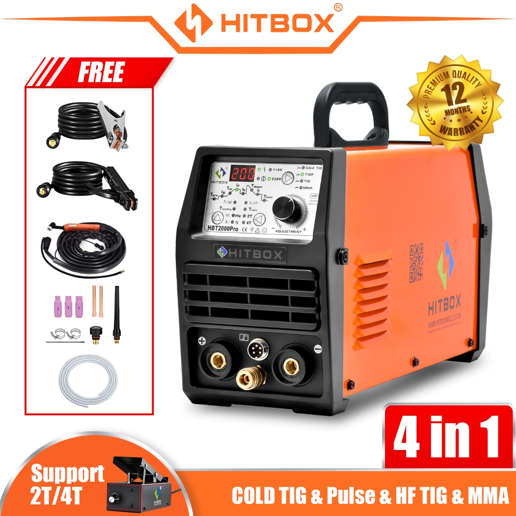 HITBOX TIG Welder HBT2000Pro 200Amp Cold Pulse TIG Welding Machine 220V ...