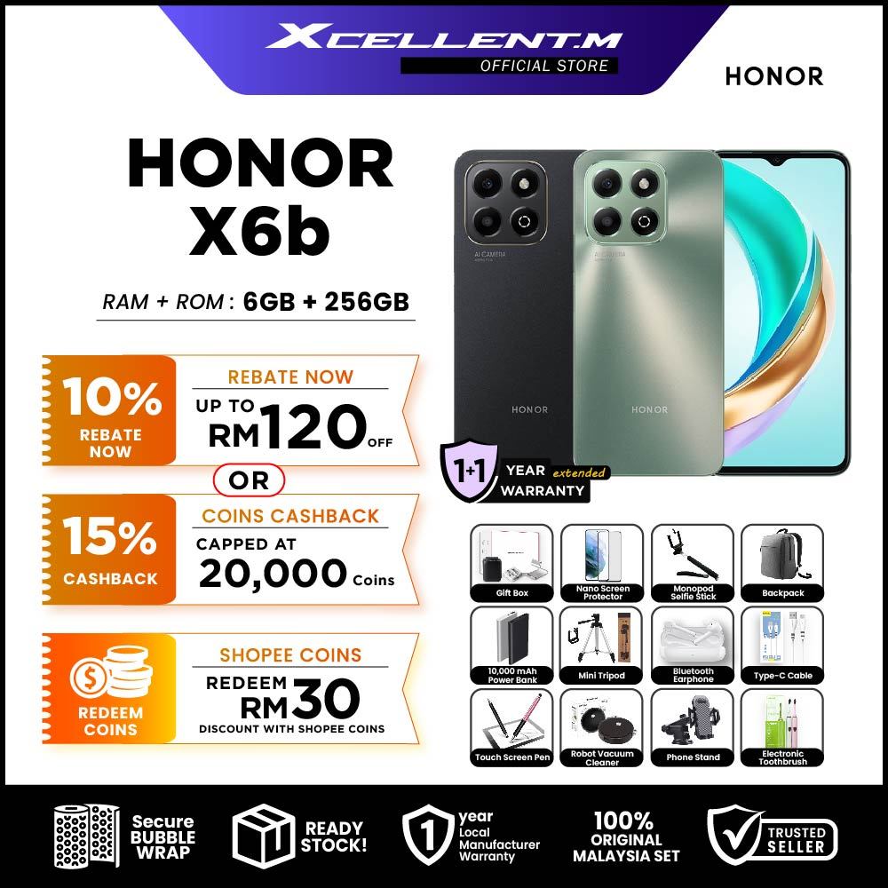 HONOR X6b [12GB*(6+6)GB RAM 256GB ROM] - Original HONOR Malaysia | Shopee Malaysia