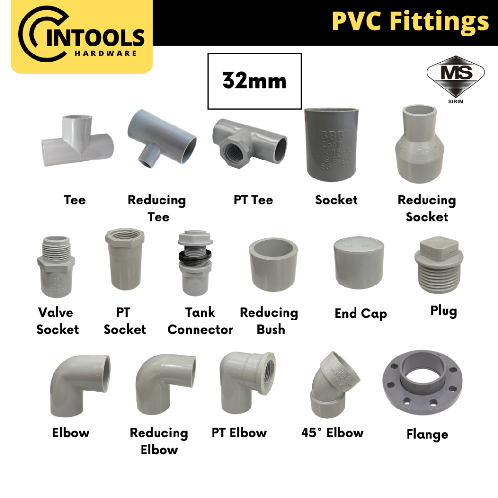 32MM PVC Pipe Fittings Grey Class D SWV Connector Elbow Socket Valve PT ...