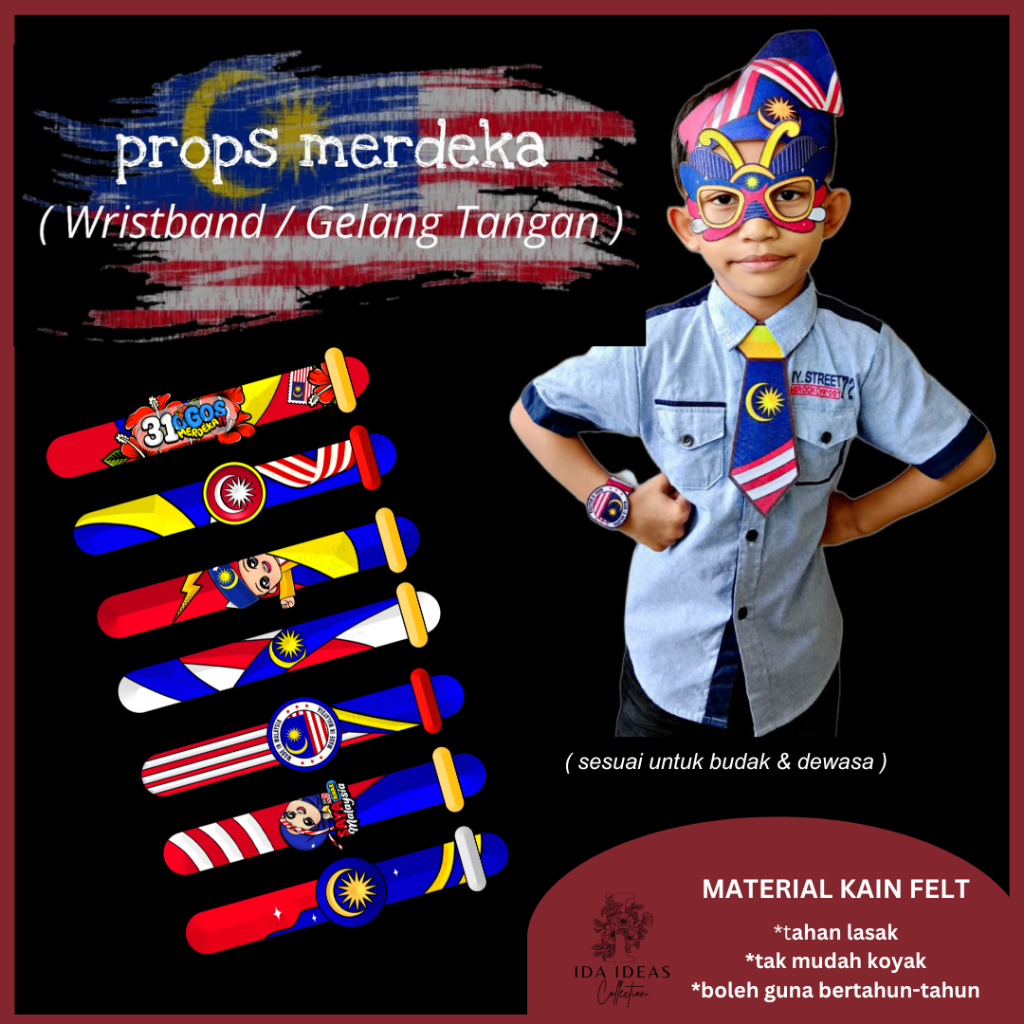WRISTBAND MERDEKA BUDAK & DEWASA I Felt Mask I Props Merdeka Topeng Tie ...