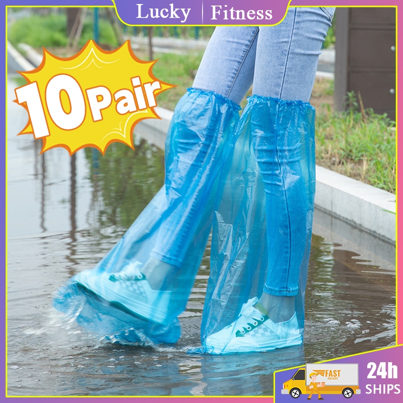 10 Pair Disposable Rain Shoe Cover Thickened Rainproof Shoe Covers ...