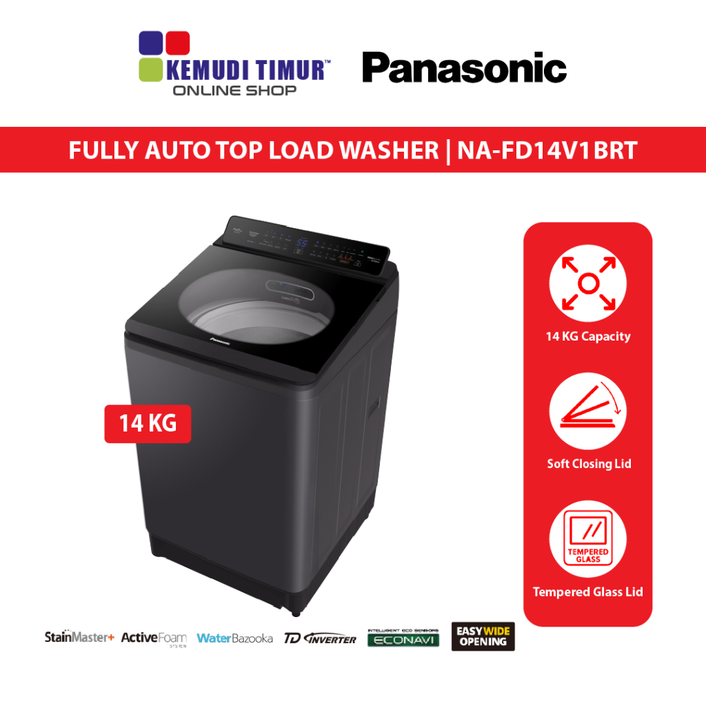 PANASONIC WASHER FULLY AUTO TOP LOAD 14KG BAZOOKA TD INVERTER | NA ...