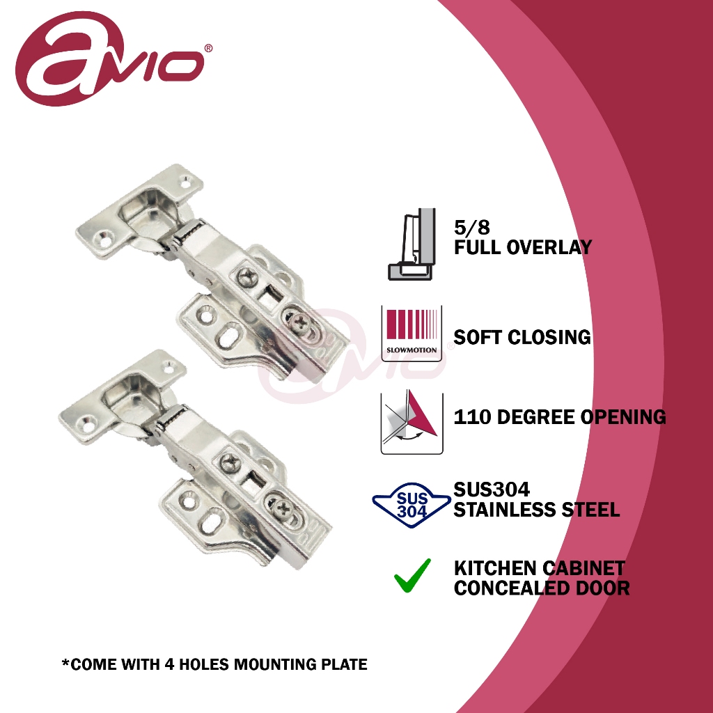 Avio 5/8" Full Overlay Soft Close Hydraulic Hinge Kitchen Cabinet ...