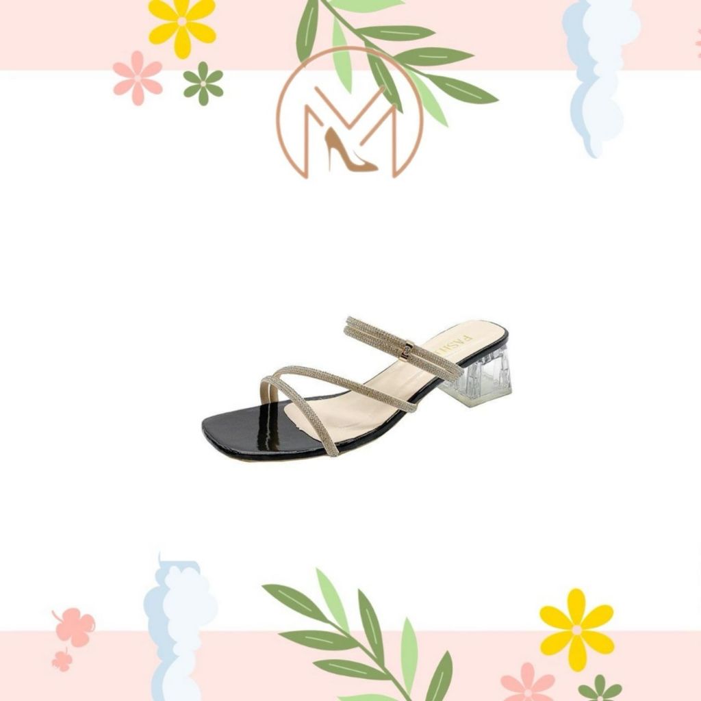 High heel wanita slipper wanita LARGE SIZES NEW SHINY BLOCK HEEL HIGH ...