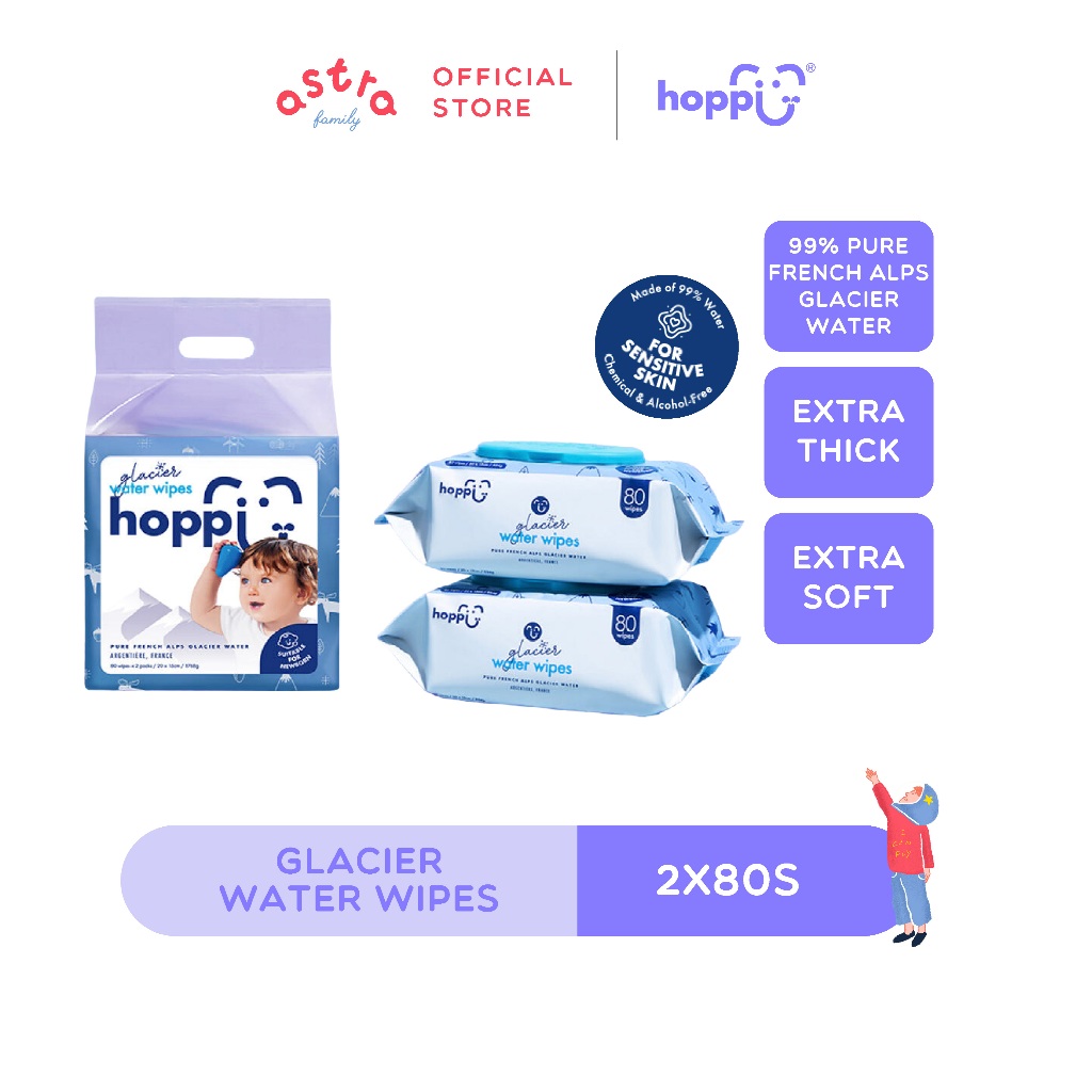 Hoppi Glacier Water Wipes (80's x 2 Packs) | Shopee Malaysia