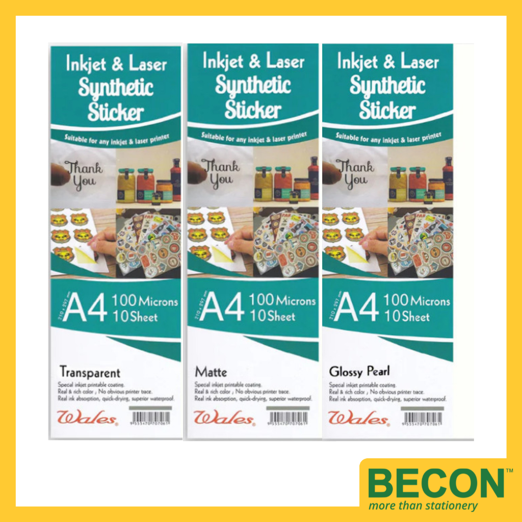 Synthetic Sticker for Inkjet & Laser A4 100mic | 10 sheets ...