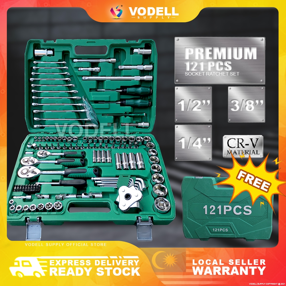 VODELL 121pcs Heavy Duty Combination Socket Wrench Set Ratchet Spanner ...