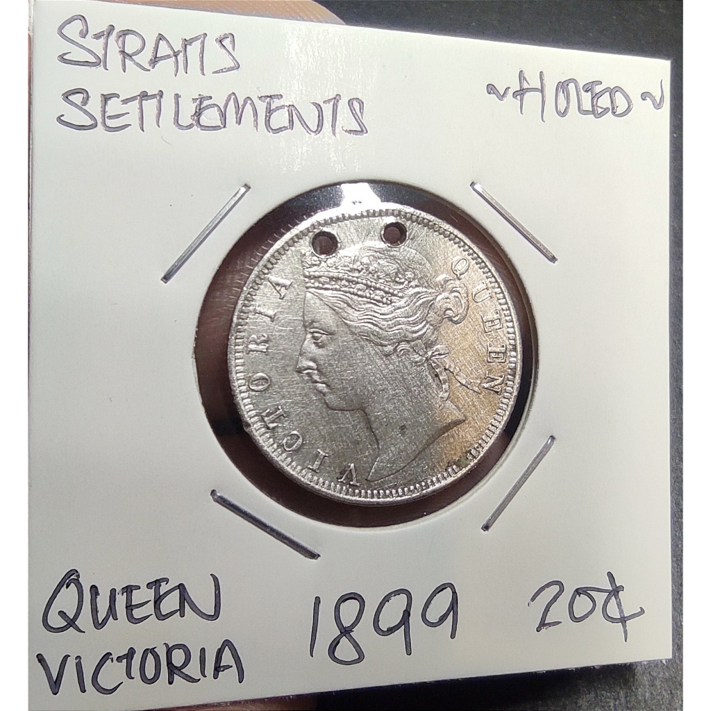 Straits Settlements Malaya British Borneo Queen Victoria Old Silver Coin 20 Cents Year 1899 ...