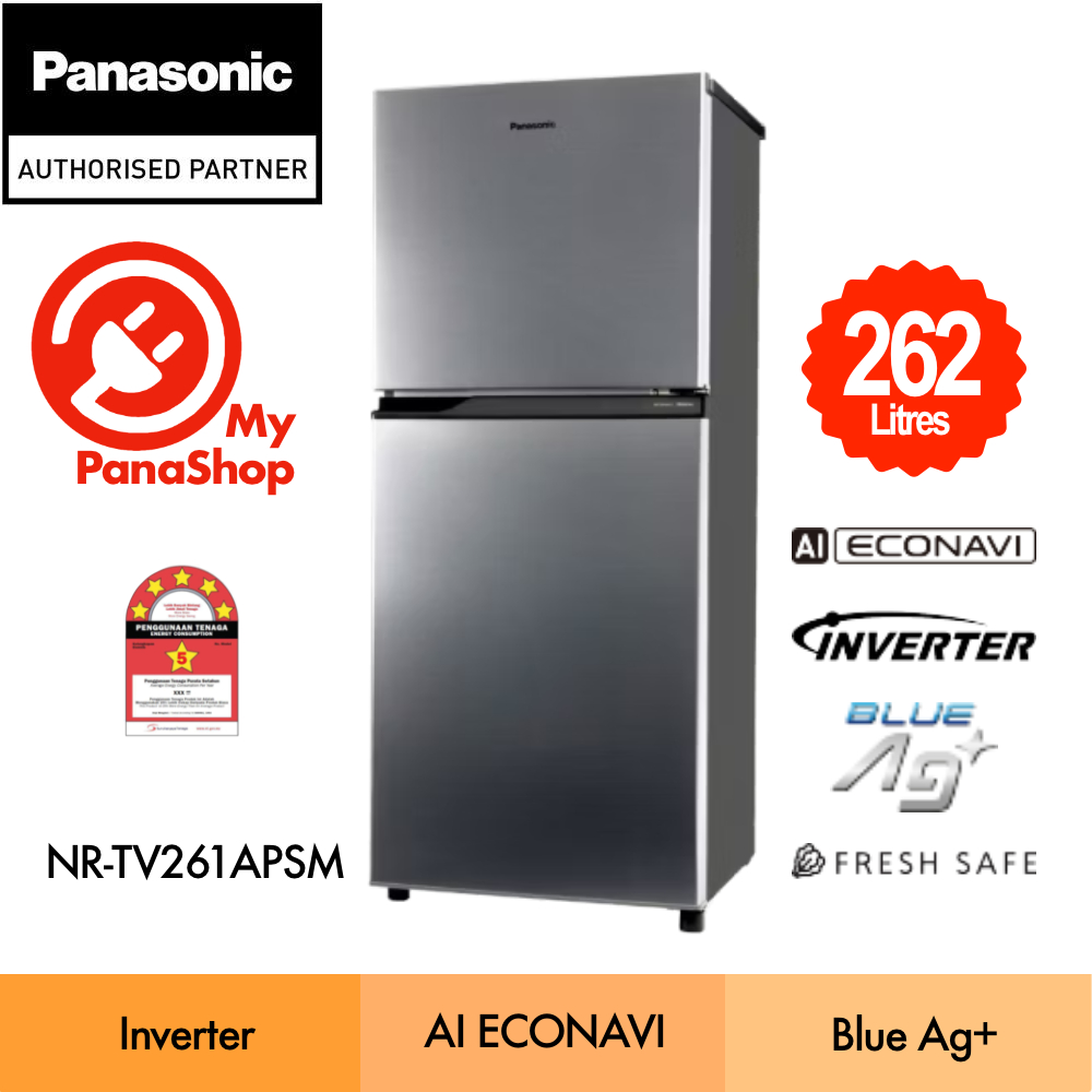 Panasonic Inverter Energy Saving 2-Door Top Freezer Refrigerator ( 262L ...