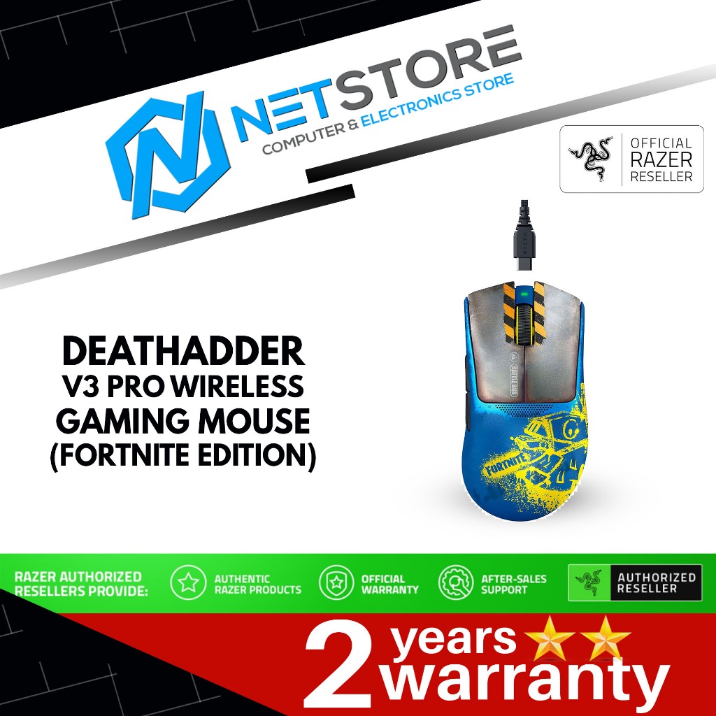 RAZER DEATHADDER V3 PRO WIRELESS GAMING MOUSE - FORTNITE EDITION - RZ01 ...