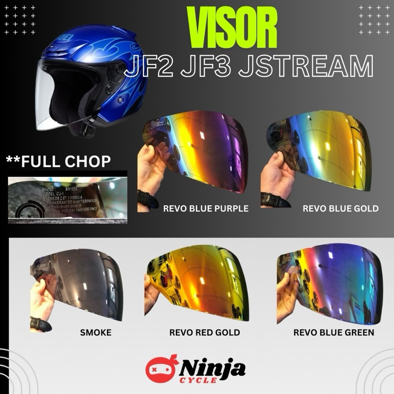 Visor SHOEI V8 JF2 V8 OPEN FACE Helmet Cermin Topi MHR TSR JF3 JF2 ...