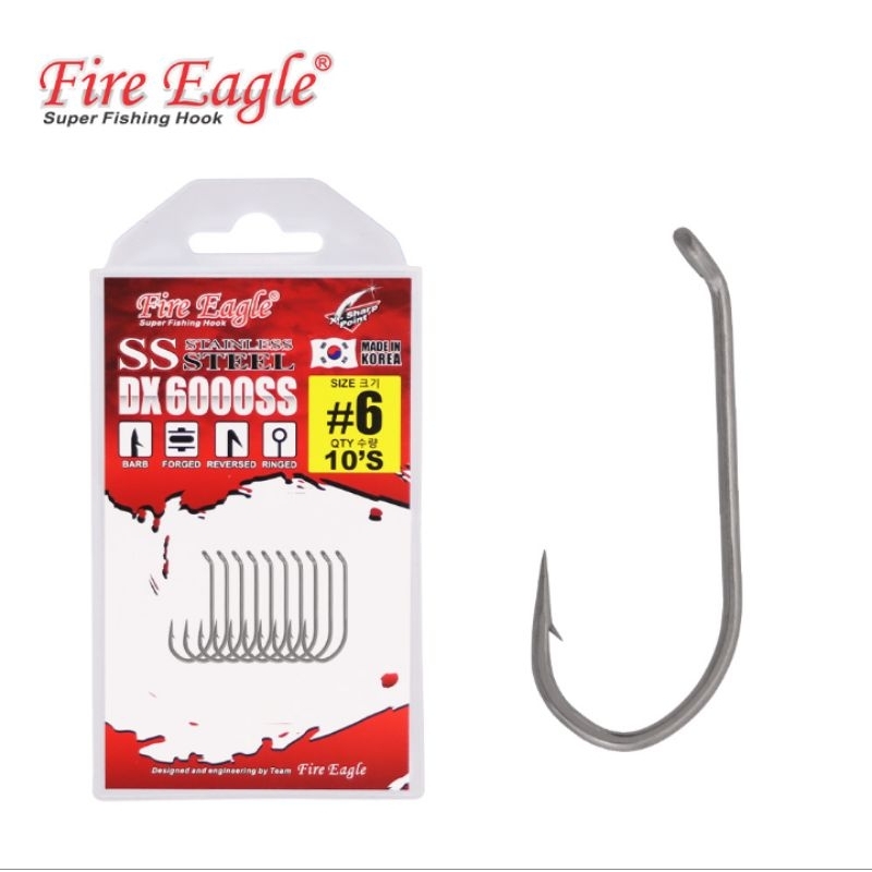 (10's) FIRE EAGLE DX 6000SS STAINLESS STEEL RINGED FORGED REVERSED BARB ...