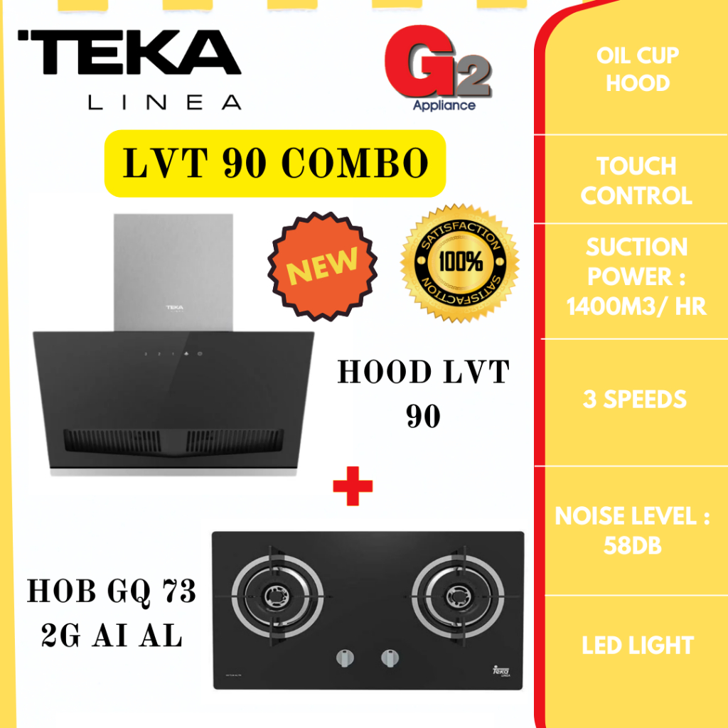 TEKA LINEA LVT 90 EXTRACTOR HOOD(cut out: 898mm x 519mm)+GLASS HOB GQ ...