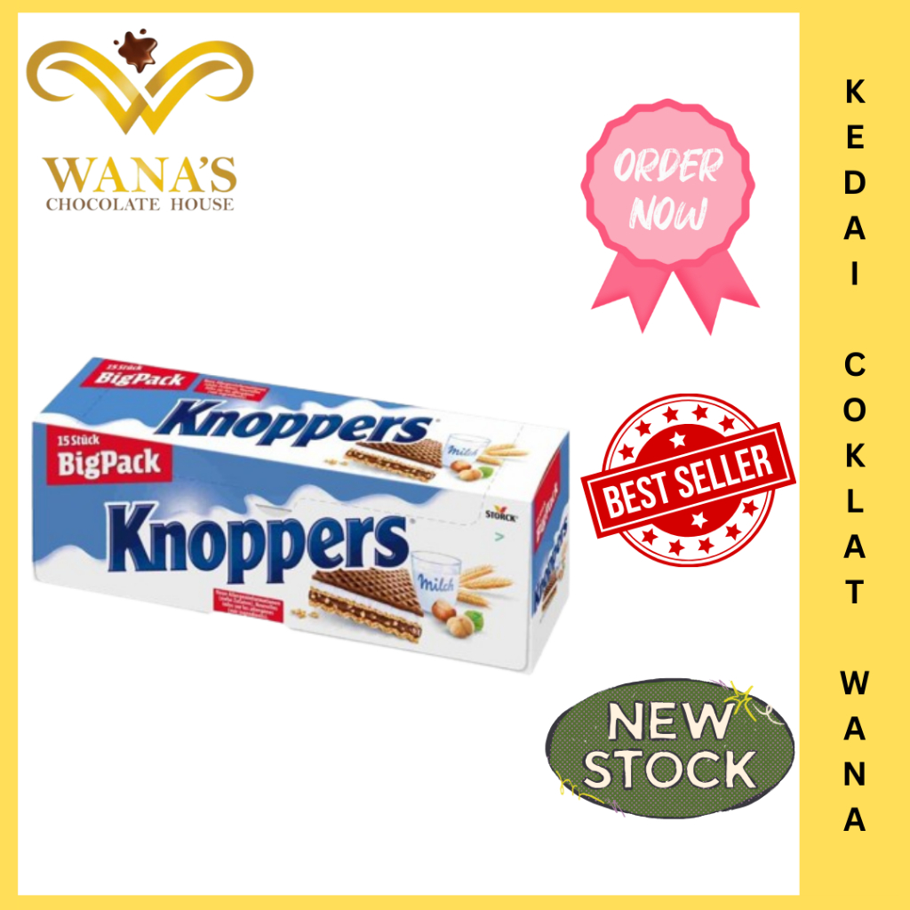 Chocolate KNOPPERS Milk Hazelnut Wafer Box T15 375g Coklat | Shopee ...