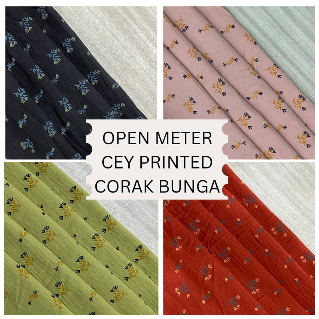 KAIN PASANG CEY PRINTED CEY CREPE EXCLUSIVE CORAK BUNGA OPEN METER ...