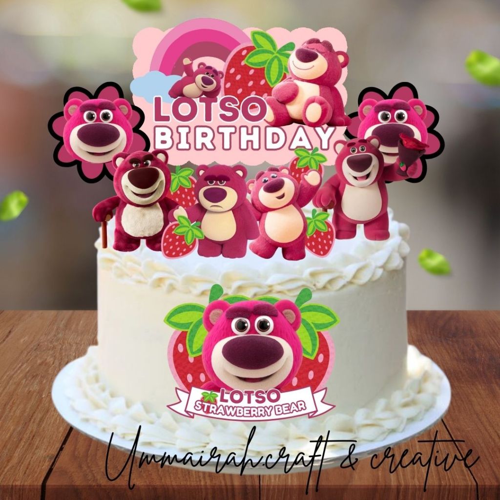 Lotso | Toy Story | Strawberry Bear | Cake Topper Decoration Birthday ...