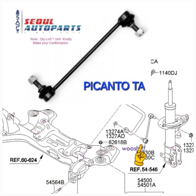 STABILIZER LINK - FRONT = Picanto TA (2011-2016) #548301J000 ...
