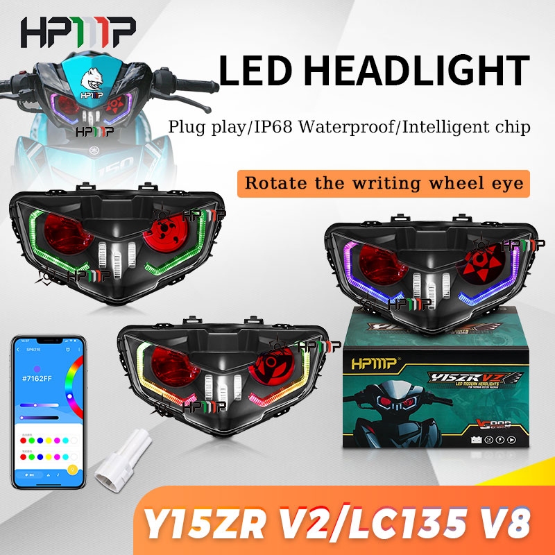 LC135 V8 Y15ZR V2 HPMP New Headlight Lamp Depan LED Head Light APP Bluetooth Control Yamaha LC ...