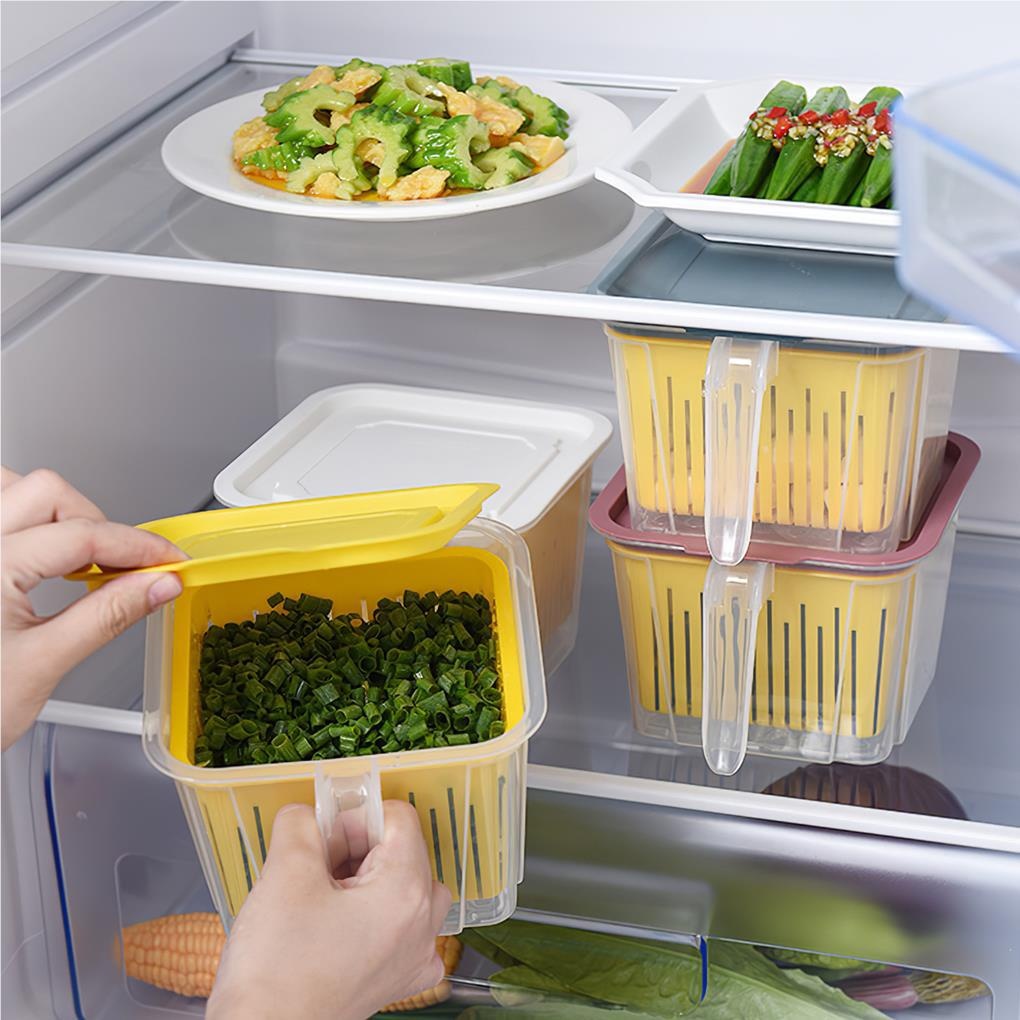 2-Layer Food Storage Container with Built-in Strainer – Fridge ...