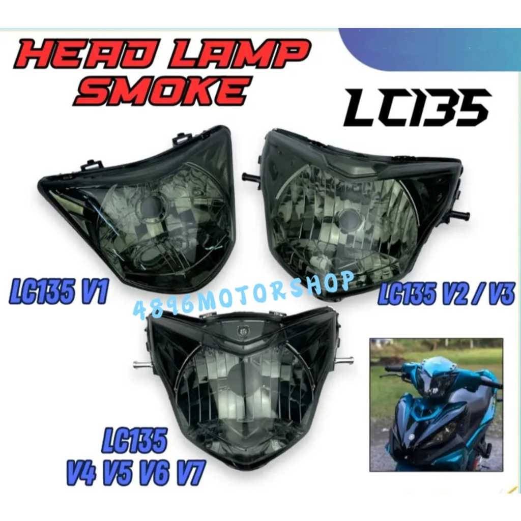 VISS YAMAHA LC135 V1 V2 V3 V4 V5 V6 V7 HEAD LAMP TINTED GELAP HITAM LAMPU DEPAN LC 135 135LC ...