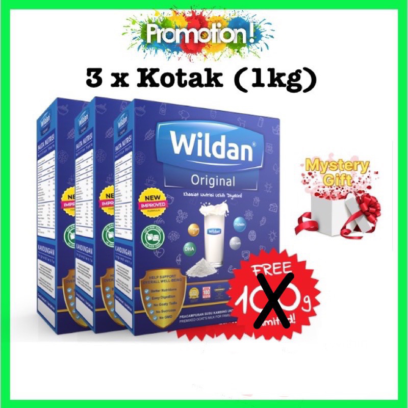 Susu Kambing Wildan set BIJAK (1kgx3 box OR 500gx6 box)- Asli |Coklat (no more free 100g ...