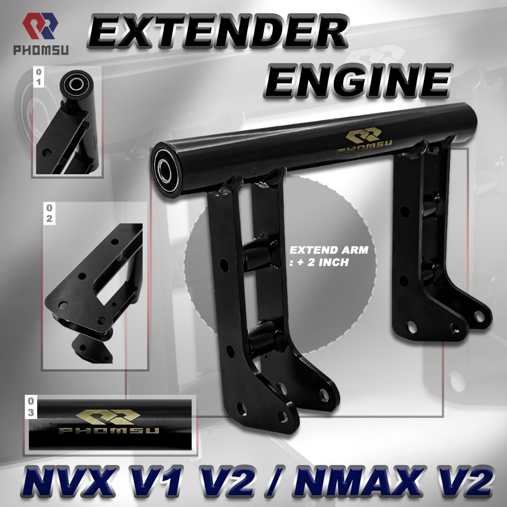 +2INCI PHOMSU ARM NVX ENGINE BRACKET EXTENDER YAMAHA NVX V1 V2 NMAX V2 ...